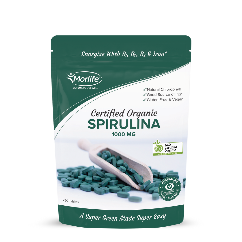 Morlife Superfood Spirulina Tablets (Certified Organic), 250 tablets