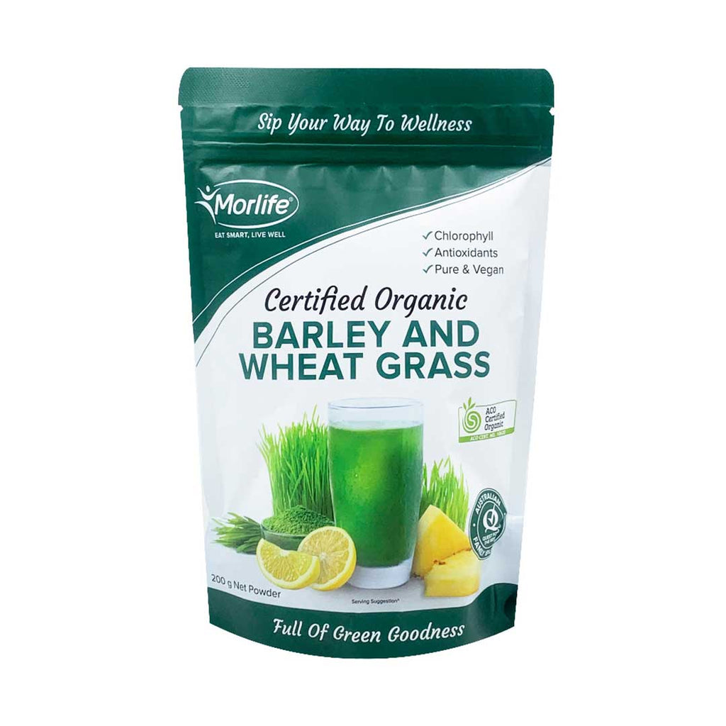 Morlife Alkalising Organic Barley & Wheat Grass Powder, 200g